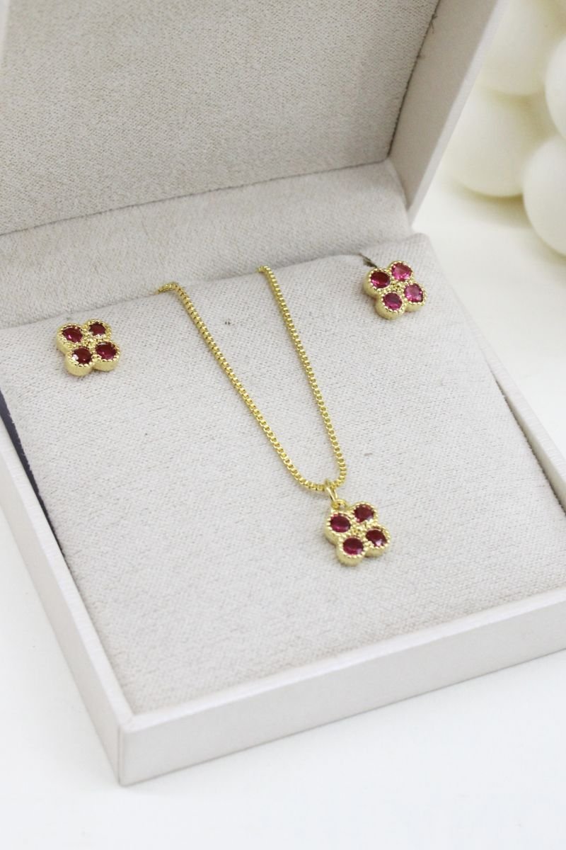 Luísa Lugão Acessórios | - KIT TREVO ROSA - DOURADO - KTD040